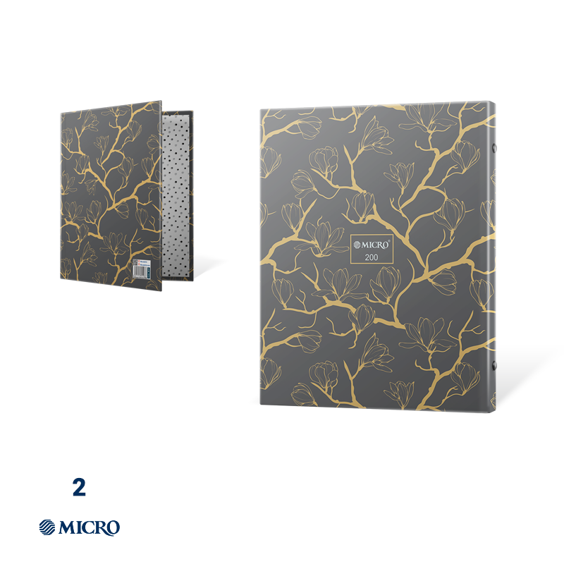 دفتر کلاسوری قفل فلزی طلاکوب | 200 برگ | میکرو تحریر