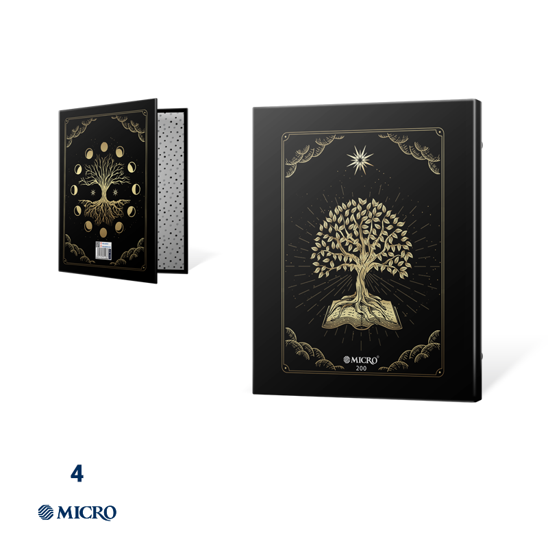 دفتر کلاسوری قفل فلزی طلاکوب | 200 برگ | میکرو تحریر